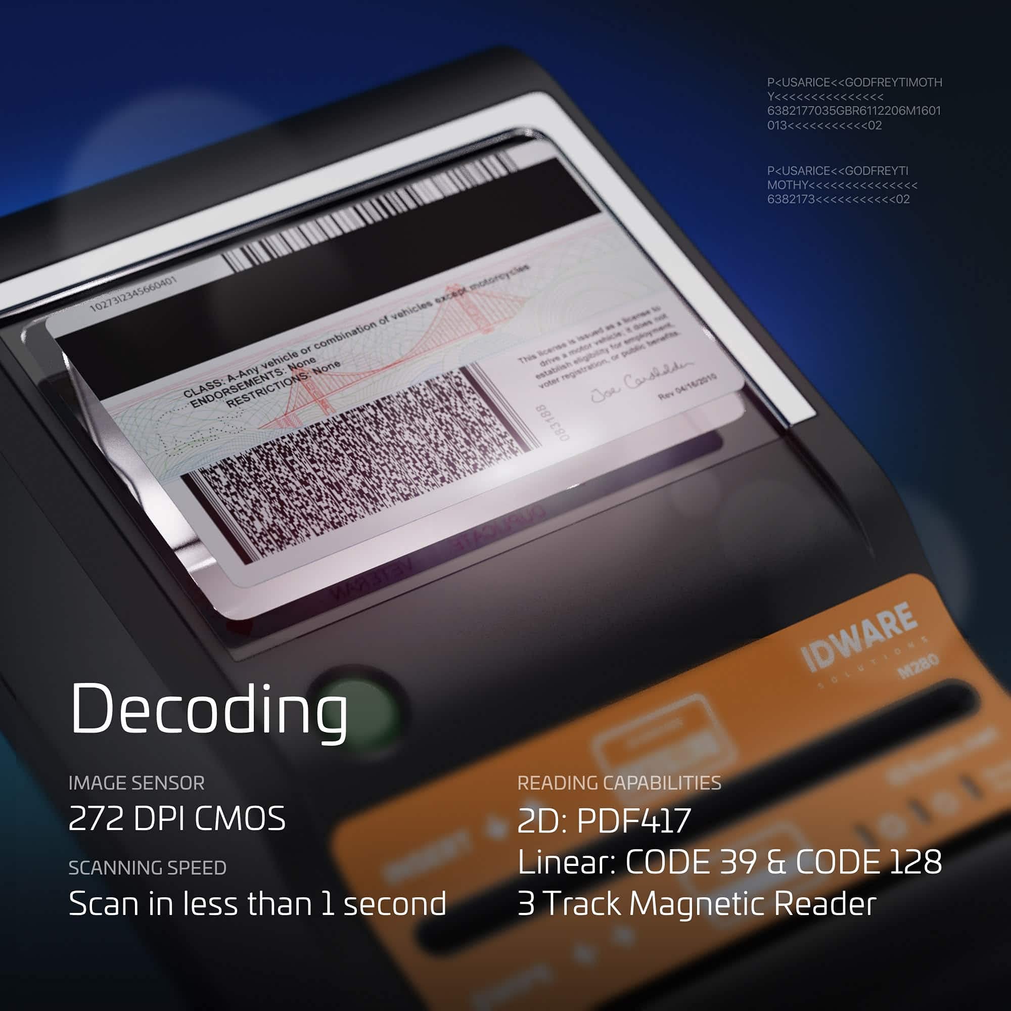 E-Seek M280 ID Reader - USB Flatbed Scanner & 2D Barcode Reader for Desktop