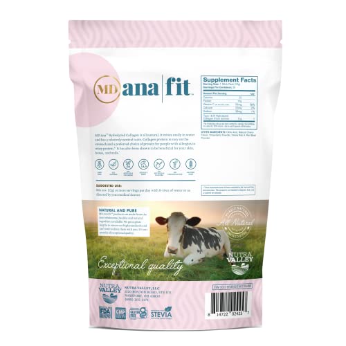 MD Ana Fit - Grass-Fed Hydrolyzed Collagen Peptides Powder, Non-GMO Dairy, Hormone Free & Gluten Free, Pasture Raised, Cherry, 30 Stick Packs (360g)