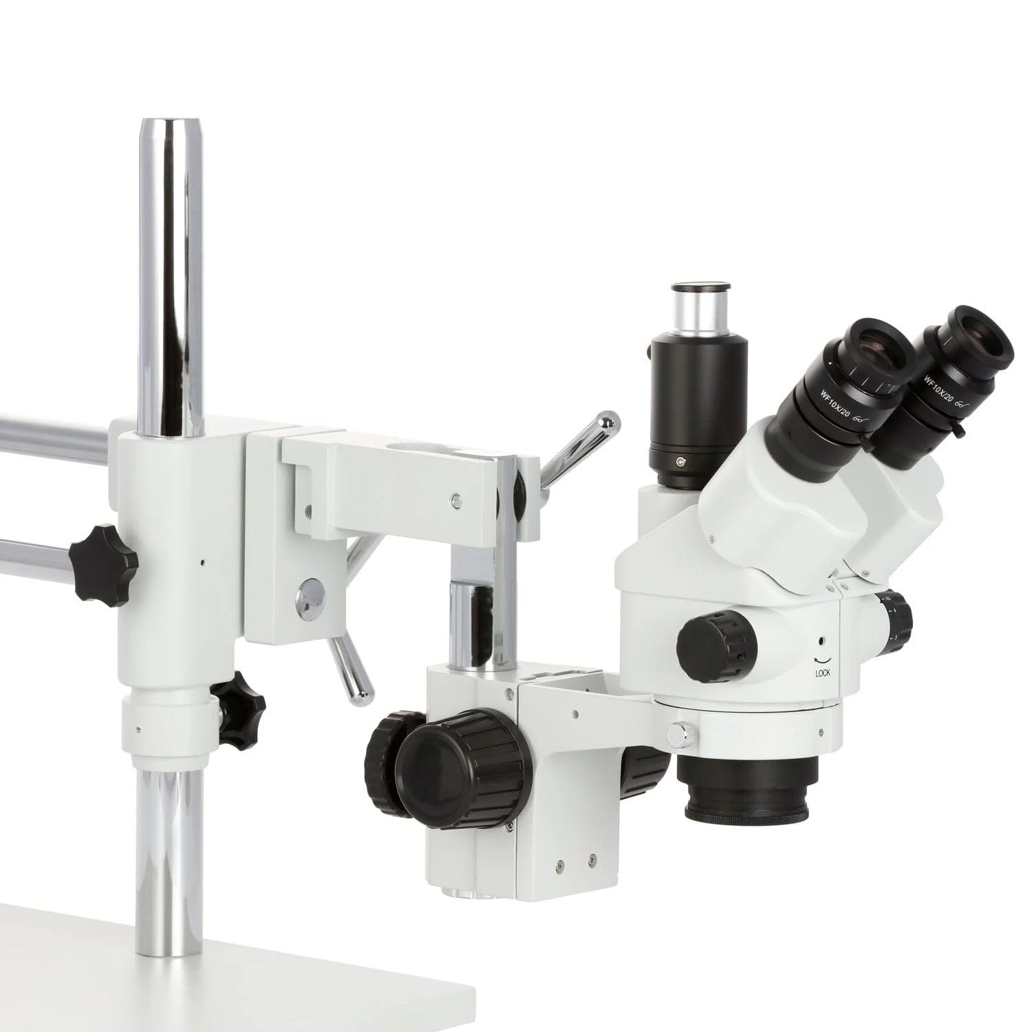 AmScope - 3.5X-90X Simul-Focal Stereo Lockable Zoom Microscope on Dual Arm Boom Stand - SM-4NTPZ