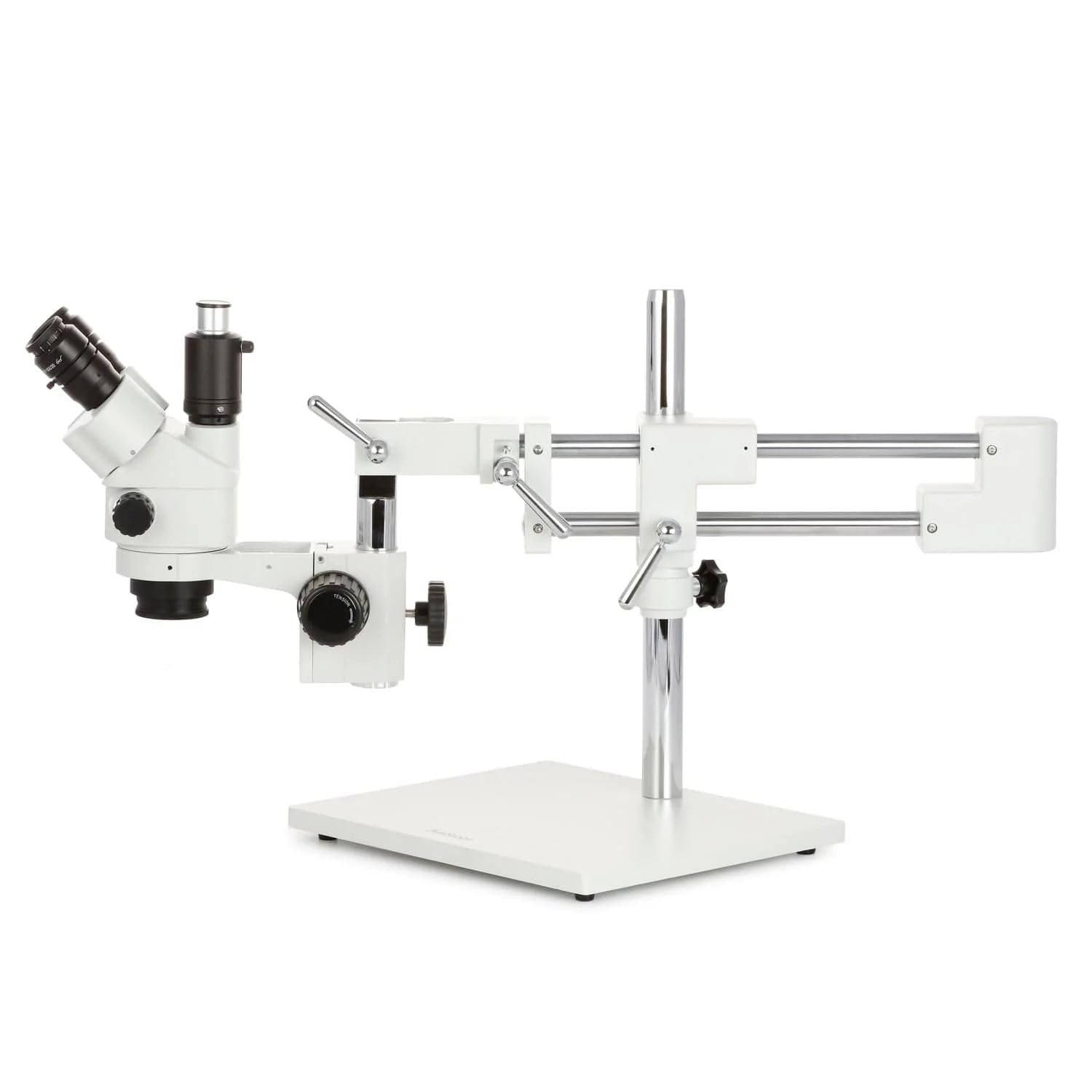 AmScope - 3.5X-90X Simul-Focal Stereo Lockable Zoom Microscope on Dual Arm Boom Stand - SM-4NTPZ