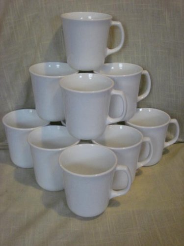 10 Corning Corelle Livingware" Winter Frost" White Mug Cups