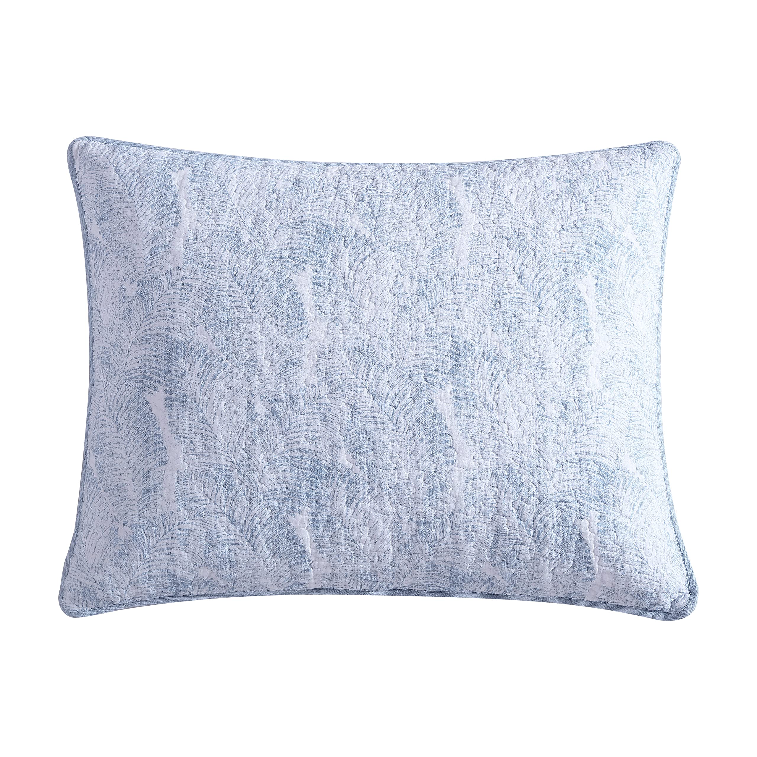 Tommy Bahama - King Quilt Set, Reversible Cotton Bedding with Matching Sham, Coastal Bedding Set with Textured Reverse (Distressed Water Leaves Blue, King)