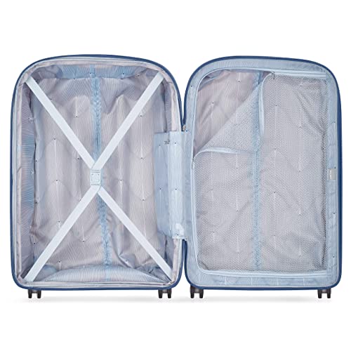DELSEY PARIS Clavel Hardside Expandable Luggage with Spinner Wheels, Blue Jean, Checked-Medium 25 Inch