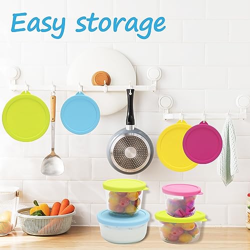 LUVCOSY 1 Cup 2 Cup Round Silicone Replacement Lids for Pyrex 7202-PC, 7200-PC Glass Bowls, 8 Pack, Microwave & Dishwasher & Freezer Safe (Container not Included)