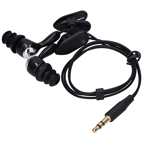 PUSOKEI Short Cord Waterproof Headphone, IP68 Waterproof Shortline in-Ear Tree Earplugs Waterproof Earphone Suitable Fit for Swimming Surfing Running(Black)