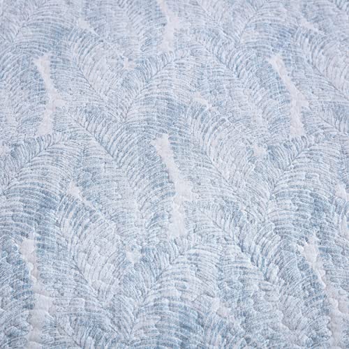 Tommy Bahama - King Quilt Set, Reversible Cotton Bedding with Matching Sham, Coastal Bedding Set with Textured Reverse (Distressed Water Leaves Blue, King)