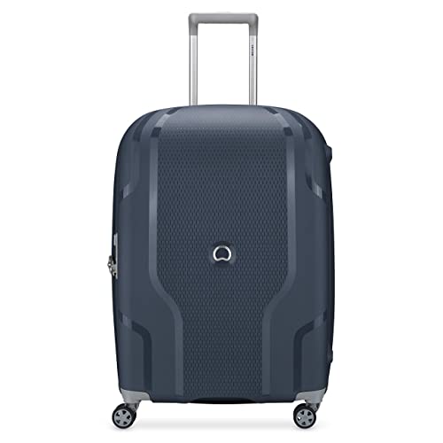 DELSEY PARIS Clavel Hardside Expandable Luggage with Spinner Wheels, Blue Jean, Checked-Medium 25 Inch