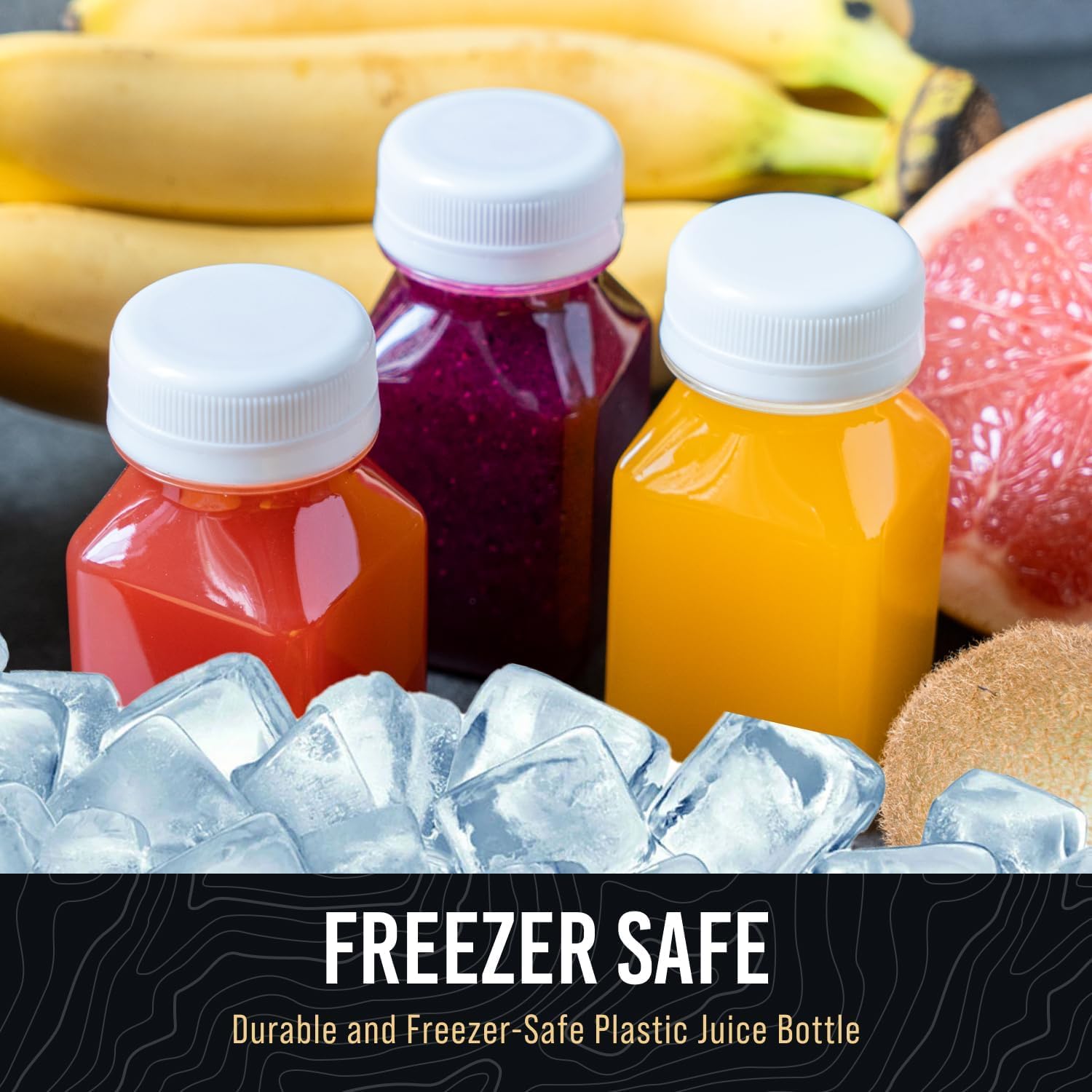 Norcalway 8pcs 2oz Shot Bottles with Caps - Ginger Shot Lids, Wellness Juice, Freezer Safe, Leak Proof, Food Grade Bottles
