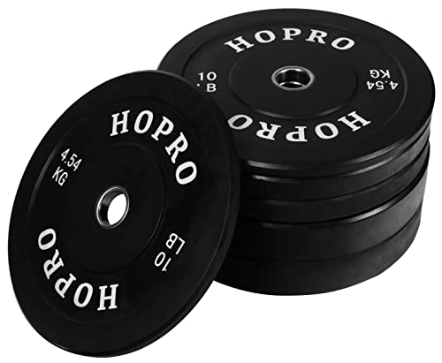 BalanceFrom HoPro Olympic Bumper Plate Weight Plate with Steel Hub, Pairs or Sets, Black