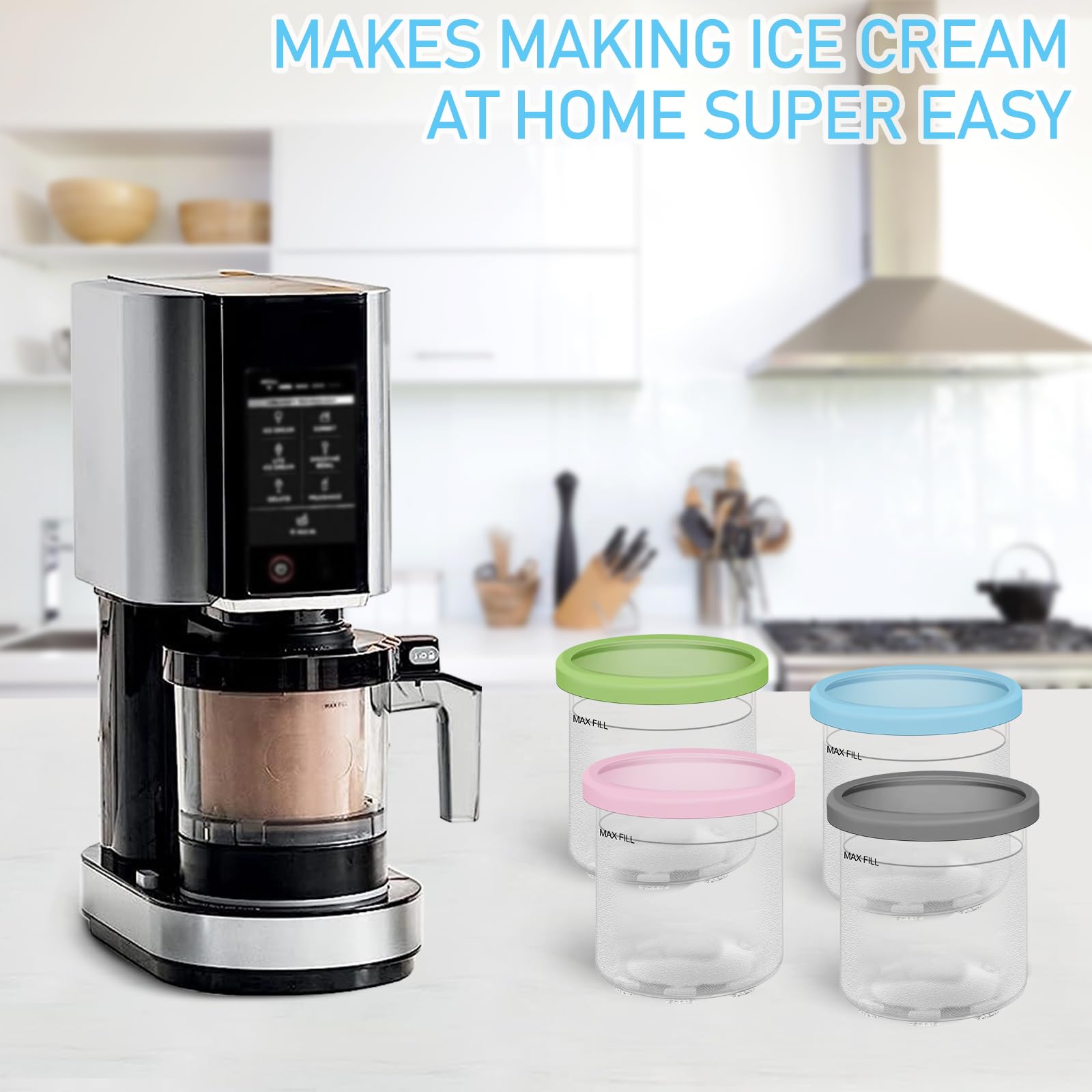 Ice Cream Pint Container and Lid,16oz Cups Compatible with NC301 NC300 NC299AMZ Series Ice Cream Maker,1 Pint Each,Replacement for Ninja Creami Pint,Dishwasher Safe & BPA-Free, 1 PCS Green