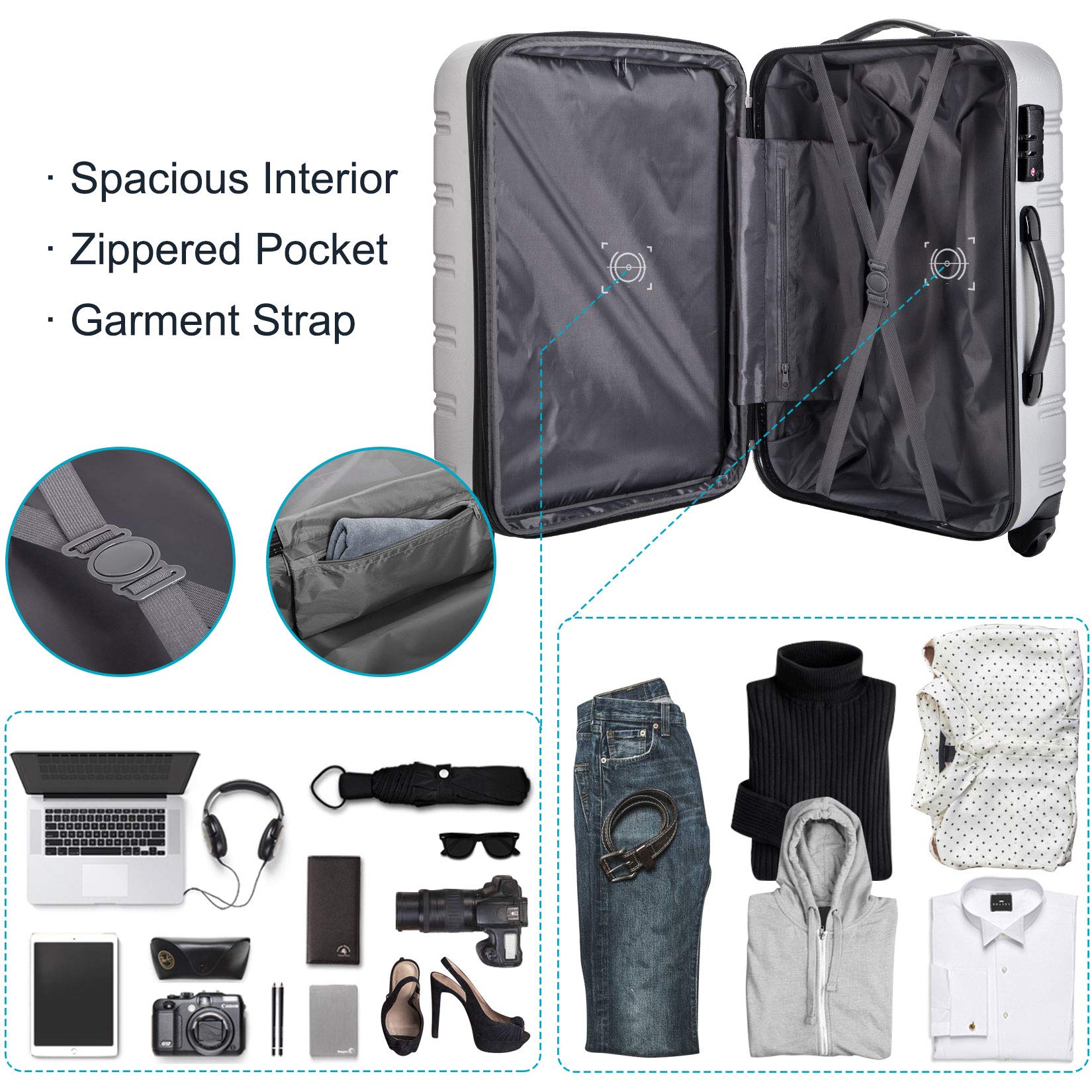 Merax Luggage Sets 3 Piece Suitcase Set 20/24/30,Carry on Luggage Airline Approved,Hard Case with Spinner Wheels,Orange
