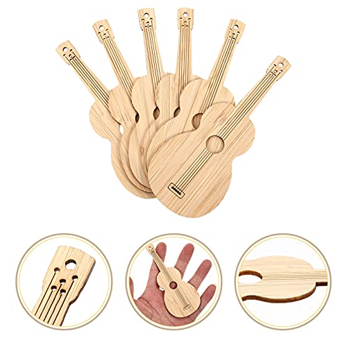 NUOBESTY 6pcs Blank Bookmarks with Hole Cello Shape Bamboo Cutouts Unfinished Vintage Bookmarks for DIY Bookmarks Tag