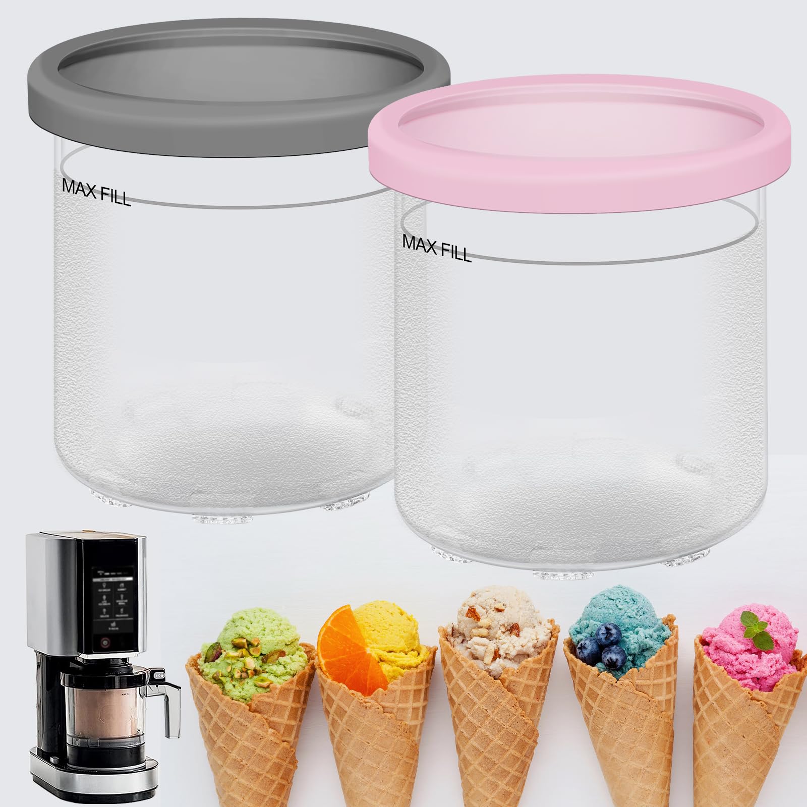 Ice Cream Pint Container and Lid,16oz Cups Compatible with NC301 NC300 NC299AMZ Series Ice Cream Maker,1 Pint Each,Replacement for Ninja Creami Pint,Dishwasher Safe & BPA-Free, 1 PCS Green