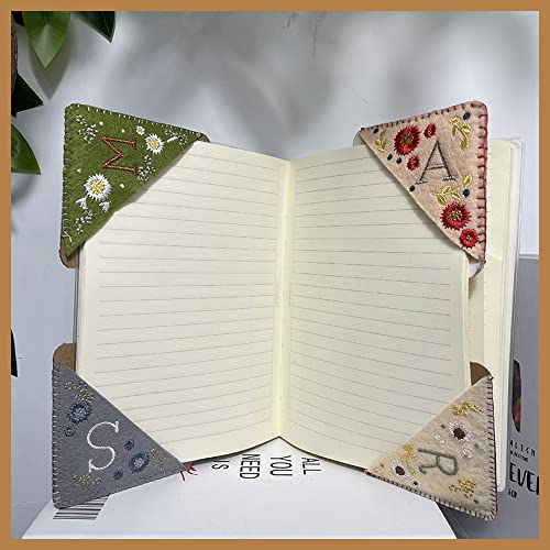 4PCS Personalized Hand Embroidered Corner Bookmark Easter Gift Cute Flower Embroidered Corner Bookmark Embroidery Book Marker Clip for Book Lovers Bookmarks for Meaningful Gift(All Seasons)