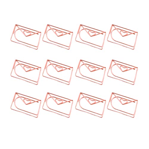 Operitacx 12pcs Cartoon Metal Binder Home Envelope Organizer Office Clip Bookmark Paper Kids Clamps Rose Gold Shape Creative for Adorable Document Gift Photo Holder File
