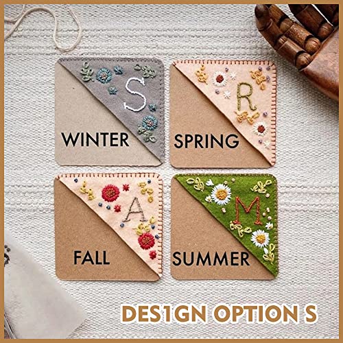 4PCS Personalized Hand Embroidered Corner Bookmark Easter Gift Cute Flower Embroidered Corner Bookmark Embroidery Book Marker Clip for Book Lovers Bookmarks for Meaningful Gift(All Seasons)