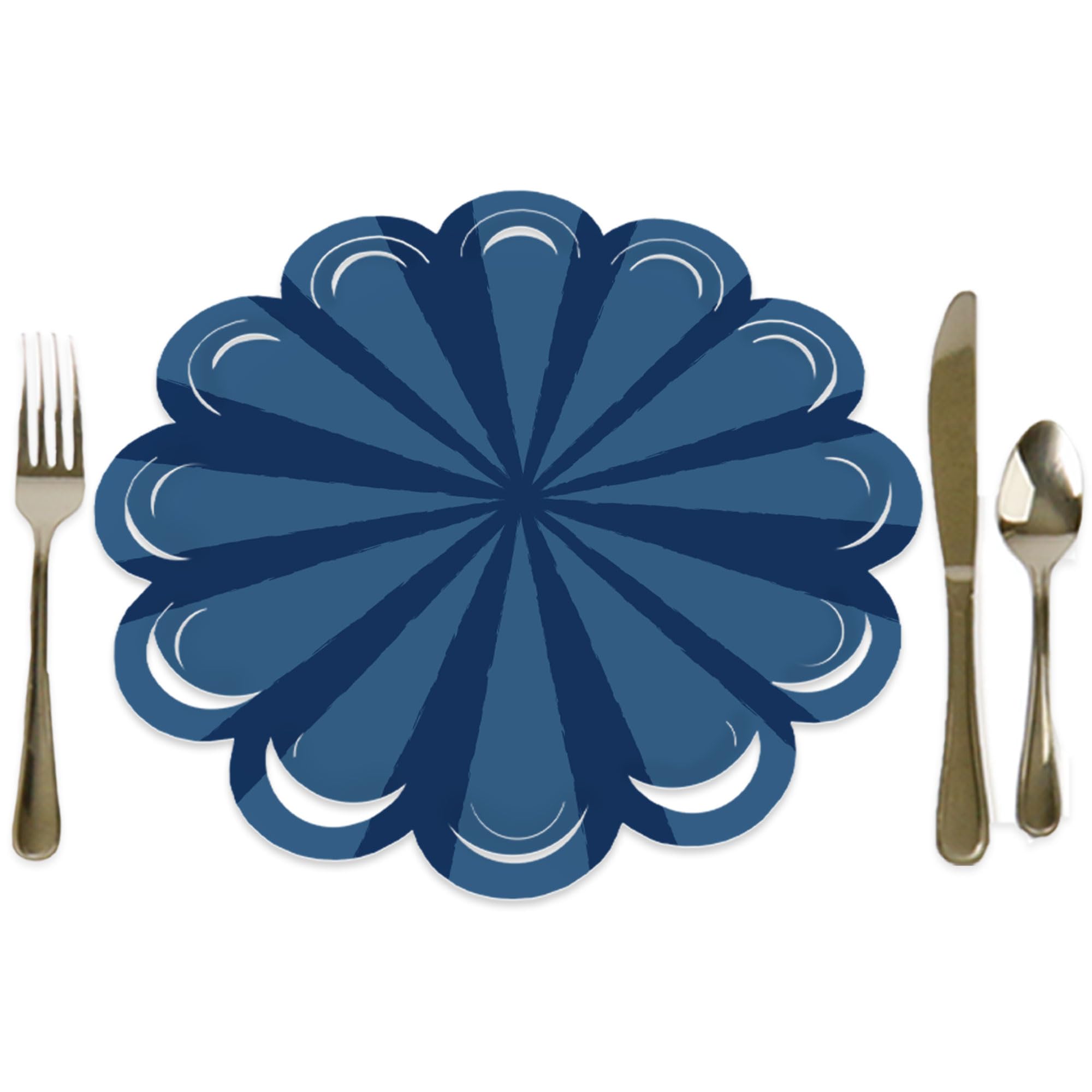 Big Dot of Happiness Navy Stripes - Simple Party Round Table Decorations - Paper Chargers - Place Setting For 12