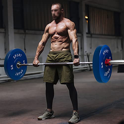 SPART Color Coded Olympic 2-Inch Rubber Bumper Plate 190LB Set, Weight Plate with Stainless Steel Insert Hub for Strength Training, Weightlifting and Crossfit