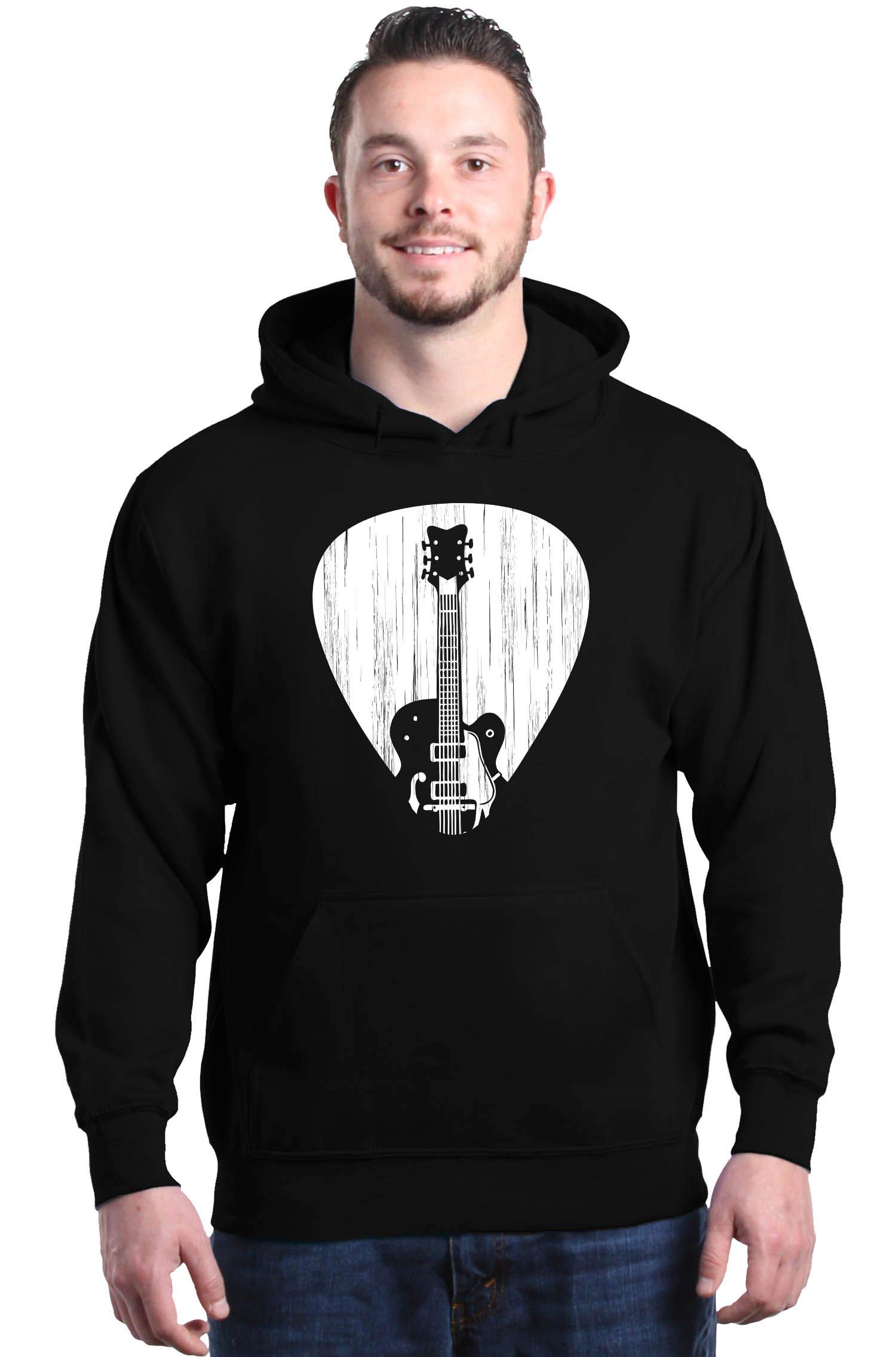 shop4ever Electric Guitar Pick Music Musician Hoodie Sweatshirts Large Black
