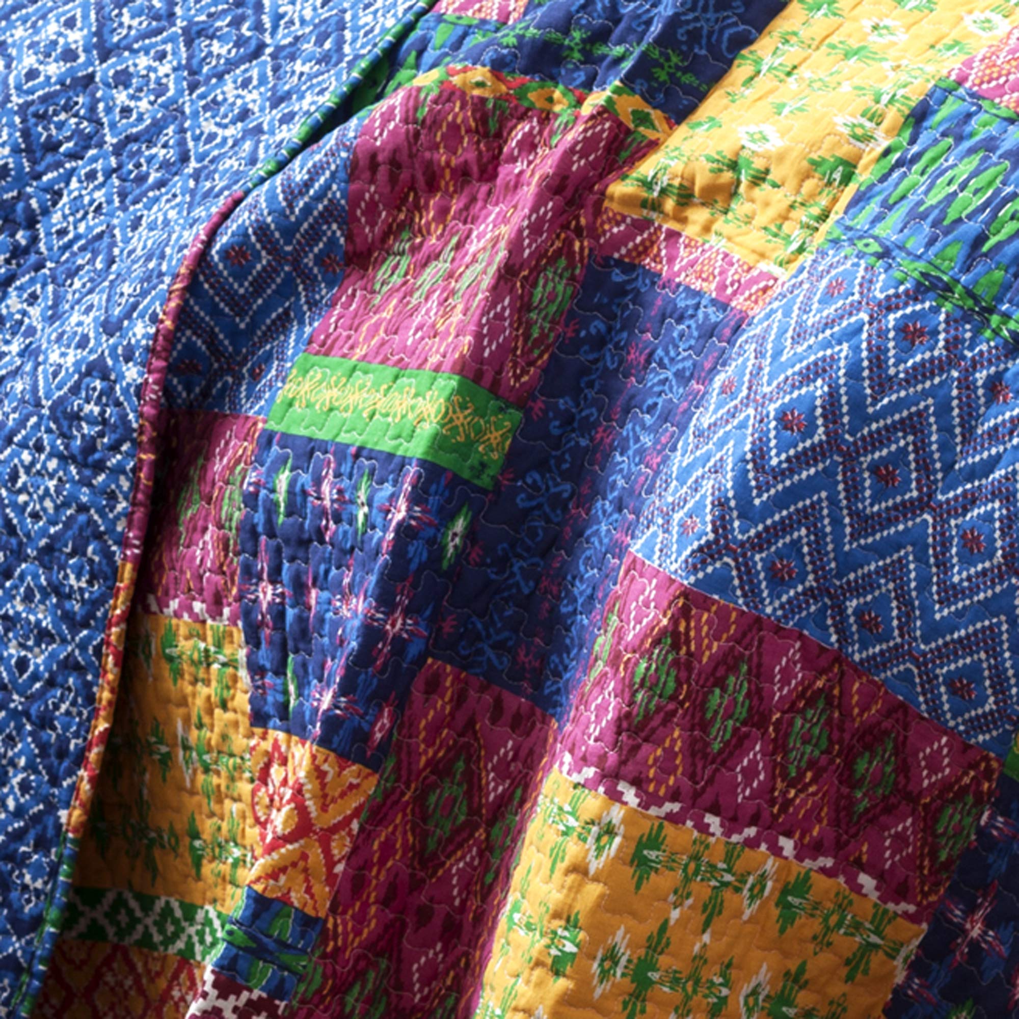 Lush Decor Misha 3-Piece Quilt Set, Fuchsia, Full/Queen, Fuchisa/Navy