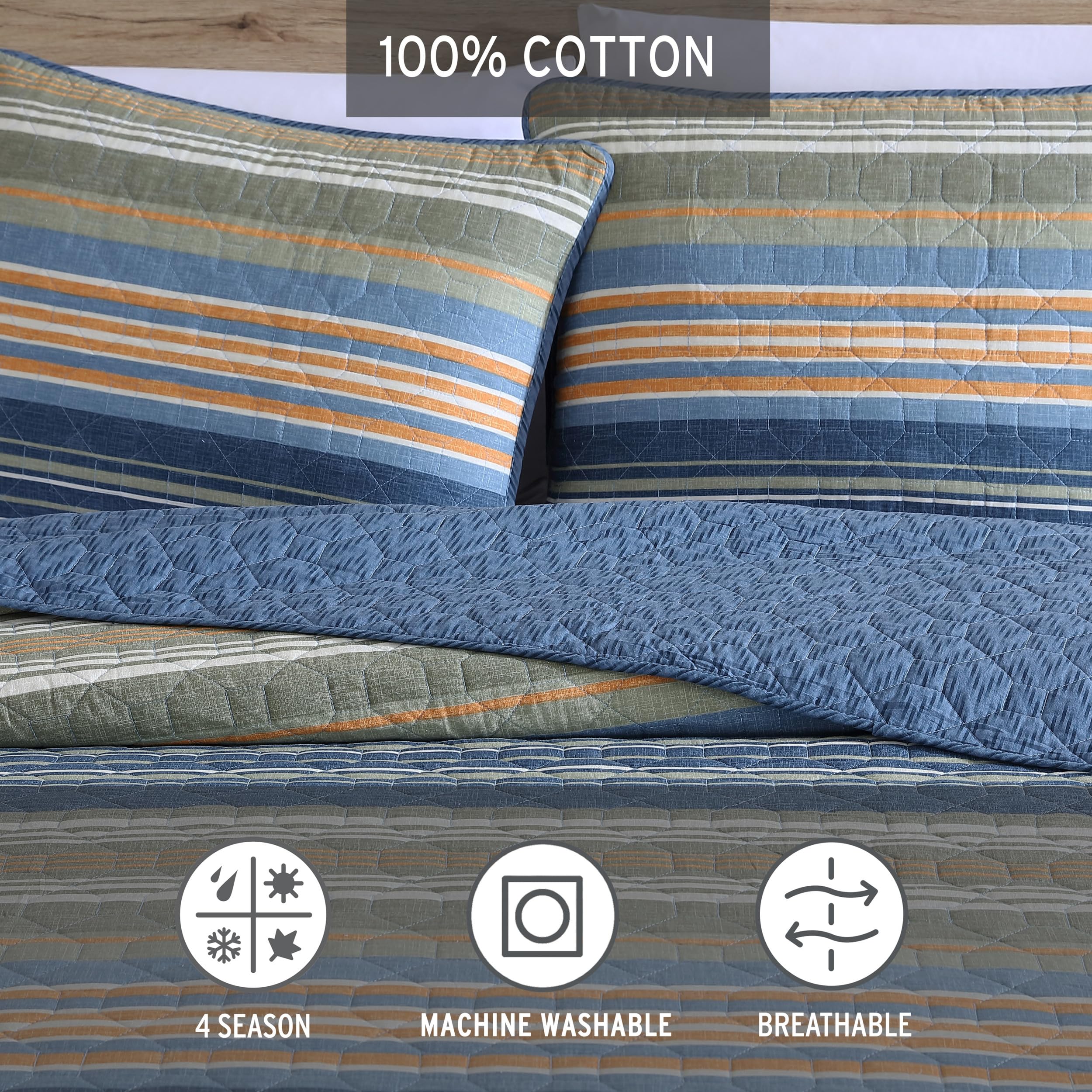 Eddie Bauer - Queen Quilt Set, Reversible Cotton Bedding with Matching Shams, Home Decor for All Seasons (Yakima Green, Queen)