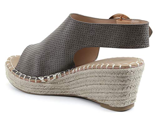Catherine Malandrino Womens Cirkly GREY PERF Espadrille Wedge Sandal 8
