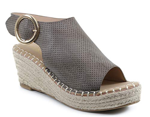 Catherine Malandrino Womens Cirkly GREY PERF Espadrille Wedge Sandal 8