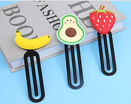 Fruit Bookmarks, Fruit Marks Bookmarks 3D Cartoon Cute Funny Bookmarks Unique Bookmarks for Kids Boys Girls (Avocado + Strawberry + Pineapple)