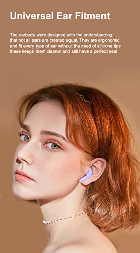 Acuvar in-Ear Wireless Bluetooth 5 Headphones, Earbuds IPX5 Waterproof with Microphone Rechargeable USB C Case with Round LCD Display for Smartphones Android iOS (Purple)
