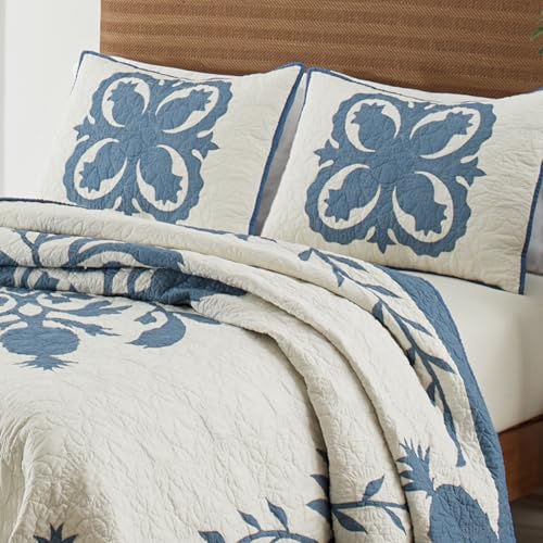 Tommy Bahama - King Quilt, Soft Cotton Bedding, Coastal Bedding Set, Oeko-Tex Certified (Aloha Pineapple Blue, King)