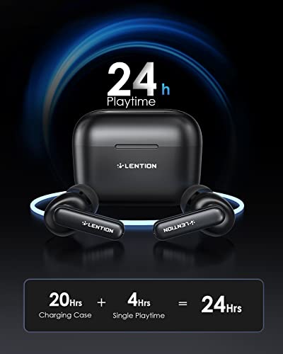 LENTION T2 Hybrid Active Noise Cancelling True Wireless Earbuds, in-Ear Bluetooth Headphones, Immersive Sound Premium Deep Bass Black Bluetooth Earbuds, IPX4 Waterproof Bluetooth 5.1 Earphones