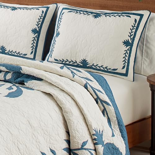 Tommy Bahama - King Quilt, Soft Cotton Bedding, Coastal Bedding Set, Oeko-Tex Certified (Aloha Pineapple Blue, King)