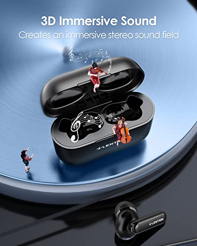 LENTION T2 Hybrid Active Noise Cancelling True Wireless Earbuds, in-Ear Bluetooth Headphones, Immersive Sound Premium Deep Bass Black Bluetooth Earbuds, IPX4 Waterproof Bluetooth 5.1 Earphones