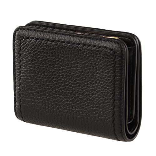 Marc Jacobs S101L01SP21 Black With Gold Hardware Top Stitched Compact Zip Women's Leather Wallet
