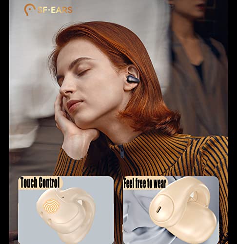 Open Ear Bone Conduction Earbuds Clip On Head Set Wireless Ear Clip Bone Conduction Headphones Headset Cycling Running Workout Earbuds Bluetooth Bone Conducting Induction Earphones Headphone