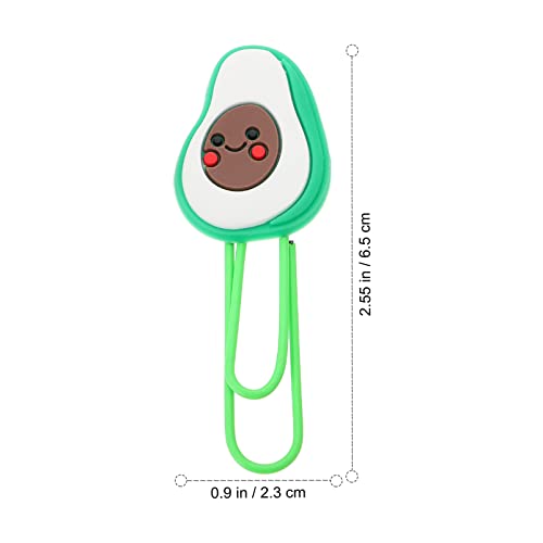 6Pcs Paper Clips Fruit-shape Bookmarks Paper Clamp Flexible Large Office Paperclips for Office School and Personal Use, avocado shape