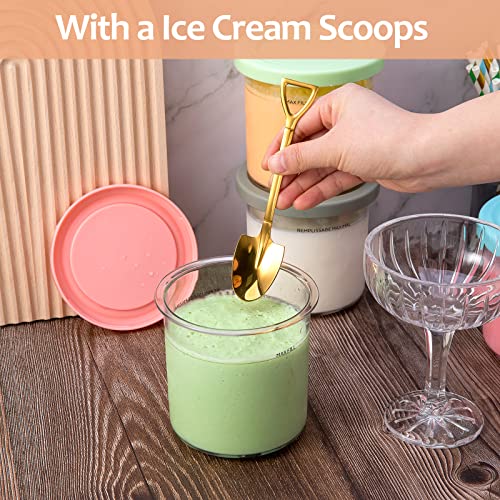PARBEE 160z Extra Pint Containers with Lids 2 Pack Replacement Compatible with Ninja Creami NC301 NC300 NC299AMZ Series Ice Cream Maker, Dishwasher Safe Pints, Grey & Blue