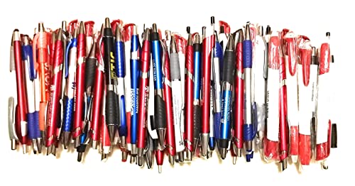Wholesale Lot of 100 Misprint Ink Pens Ball Point Plastic Retractable Pens Mixed