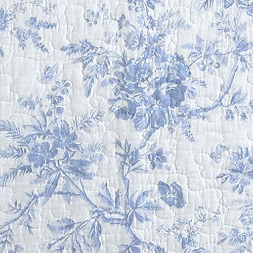 Laura Ashley Home - Twin Quilt Set, Reversible Floral Cotton Bedding with Matching Sham, Home Decor for All Seasons (Walled Garden Blue, Twin)