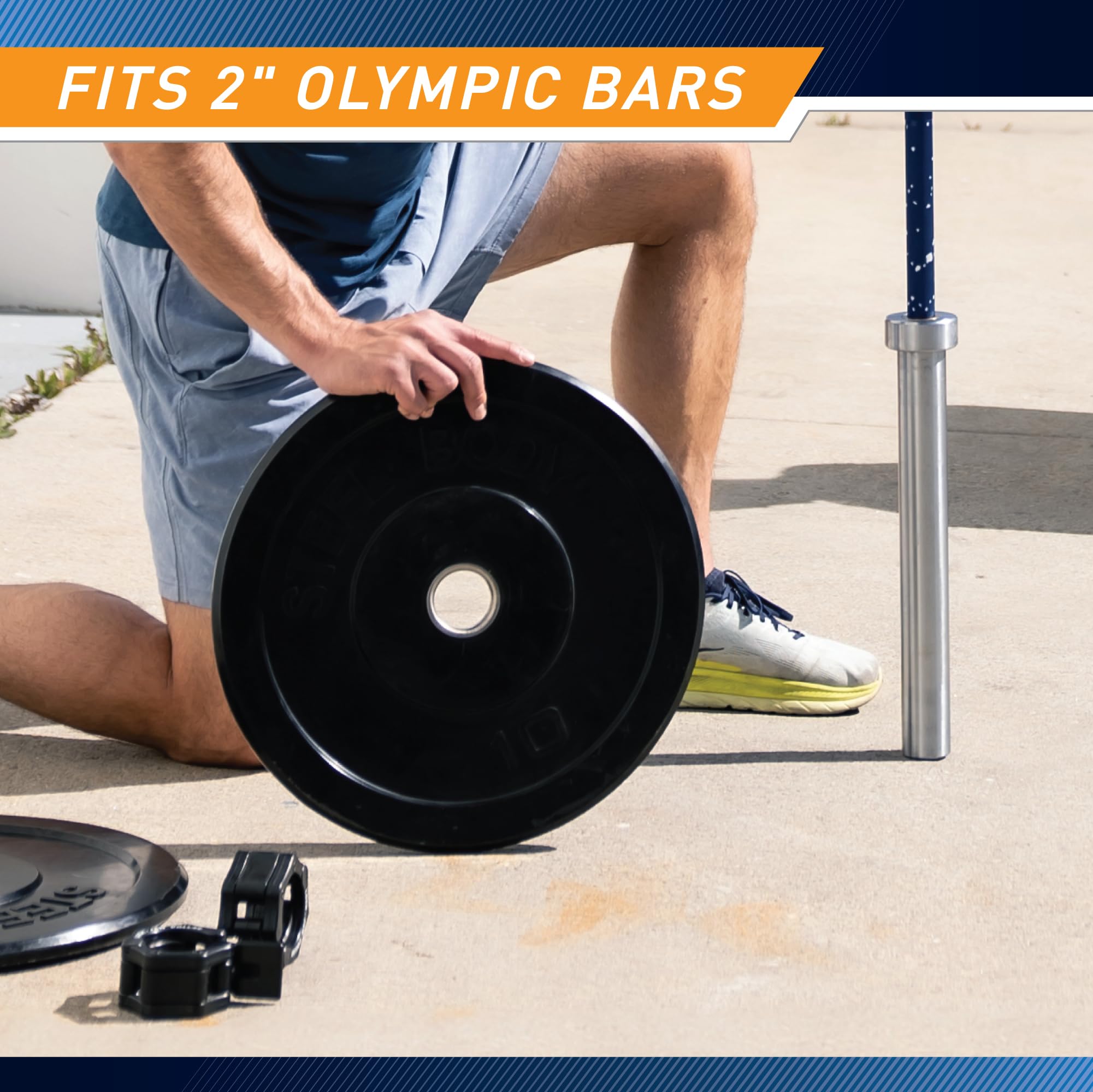 Steelbody Olympic Rubber Bumper Weight Plate - 10 lb. / 25 lb. / 35 lb. / 45 lb. Workout Weights, 10-Pound , Black