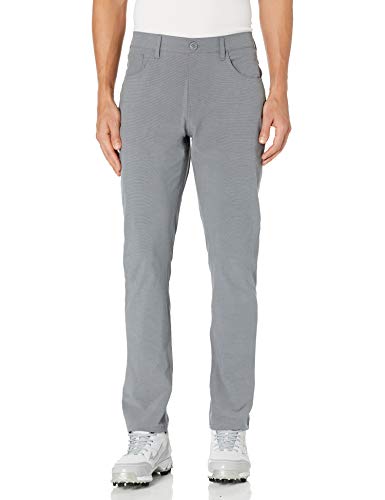 PGA TOUR Men's Flat Front Comfort Stretch 5 Pocket Golf Pant, Dk Grey Heather, 34W x 30L