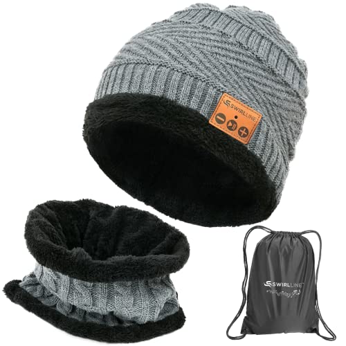 Bluetooth Beanie Wireless Hat with Scarf – Headphone Beanie Hat with Upgraded Bluetooth 5.0 - Wireless Beanie Bluetooth Hat for Women Men Teens - Warm Knitted Fleece Music Hat - Gorros con Bluetooth