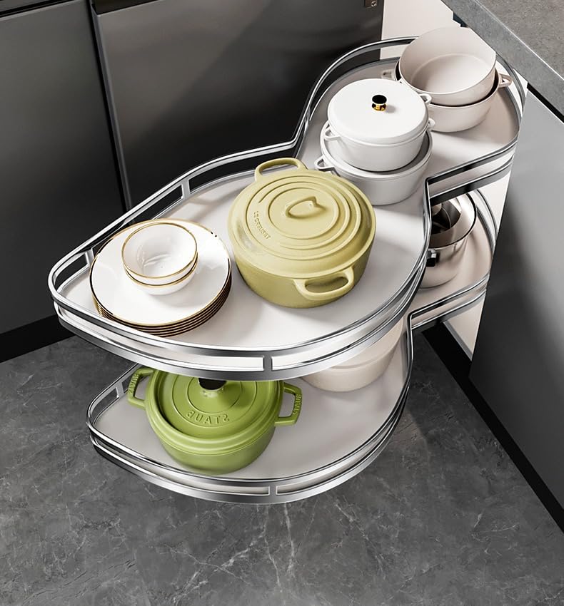 SIPELQDE Swing Right Blind Corner Cabinet Pull out for 36 Inch,Soft Close Corner Cabinet Organizer,2 Tiers Tray Adjustable Height Corner Cabinet Lazy Susan