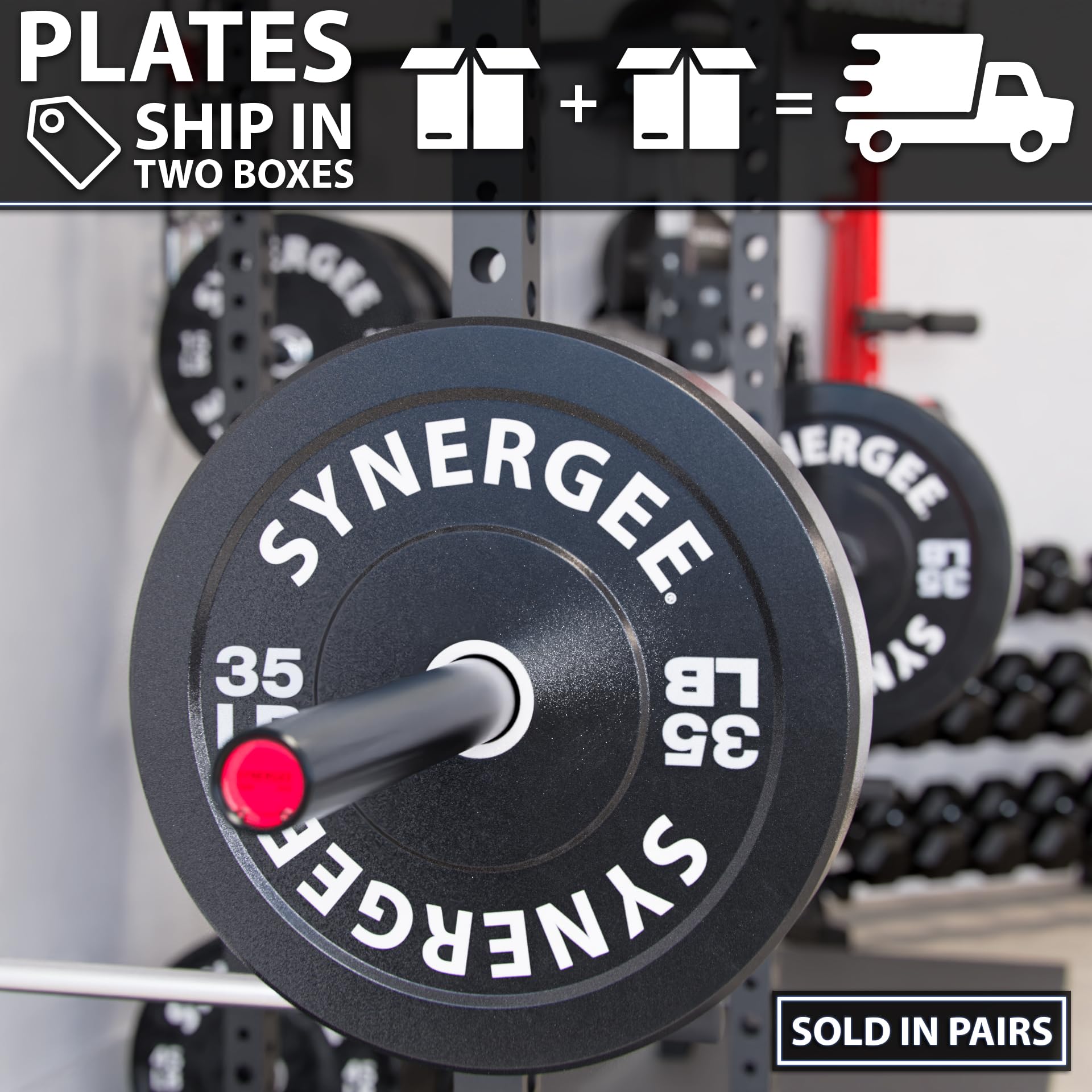 Synergee Bumper Plates β Durable Olympic Weight Plates, Low-Bounce Rubber for Strength Training, Powerlifting, and Functional Workouts.