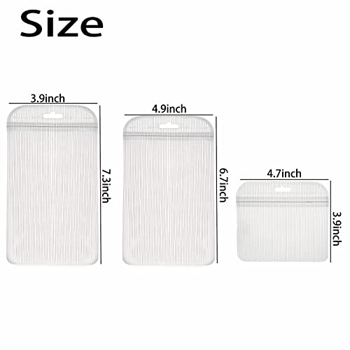 100 Pack Clear Durable Plastic Resealable Zipper Baggies -Stripe Smell Proof Baggies Sealing Small Business for Jewelry, Necklaces, Earrings, Bookmark Storage (4x7.3 inch)