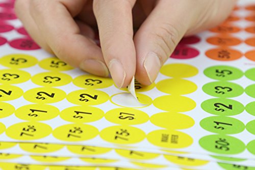 Garage Sale Price Stickers Pack of 4060 3/4" Round Bright Colors Label Stickers (with Price)