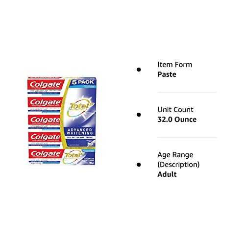 Colgate Total SF Advanced Whitening Toothpaste 6.4 oz, 5-pack