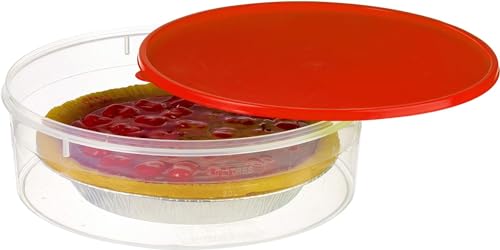Zilpoo 2 Pack Plastic Round Food Storage Containers with Lid, 10.5" Covered Pie Keeper, Christmas Cookie, Cupcake Carrier, Cheesecake Holder, Red & Green
