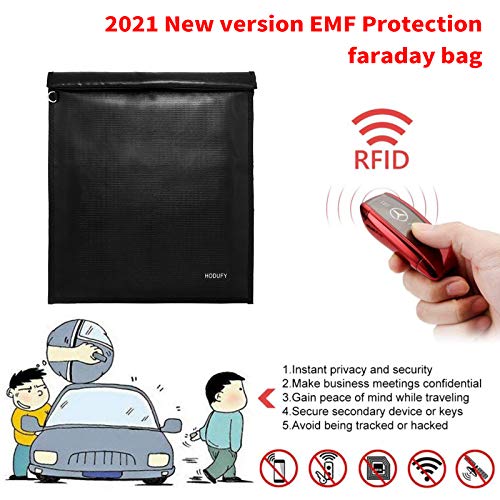 Faraday Bag for Laptops (20 x 15 inches), Faraday Cage, Faraday Bags for Phones & Key Fobs, Fireproof & Water Resistant Bag, Anti-Theft Pouch, Anti-Hacking Case Blocker (Black)