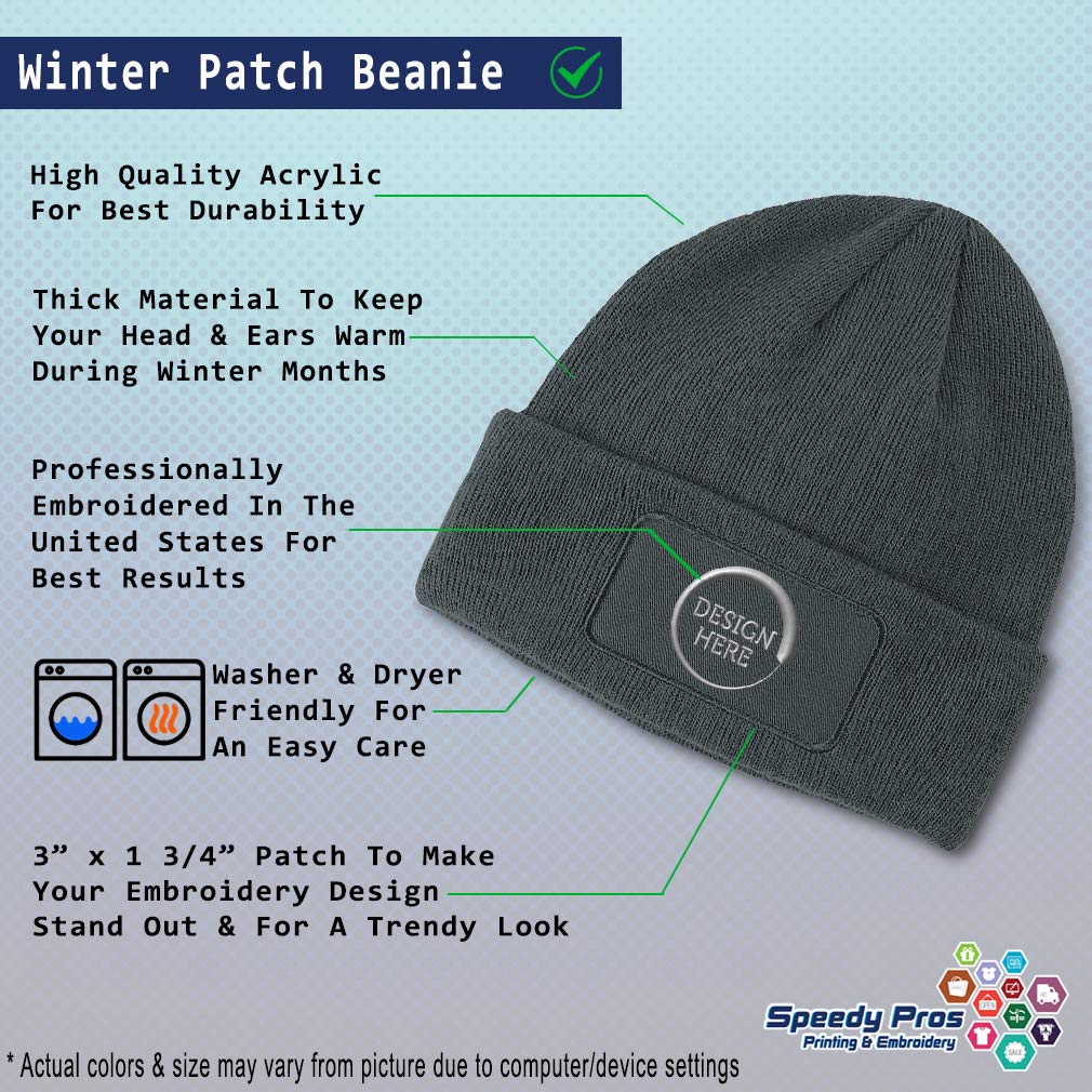 Custom Patch Beanie Electric Guitar White Embroidery Acrylic Skull Cap Hats for Men & Women Dark Grey Design Only